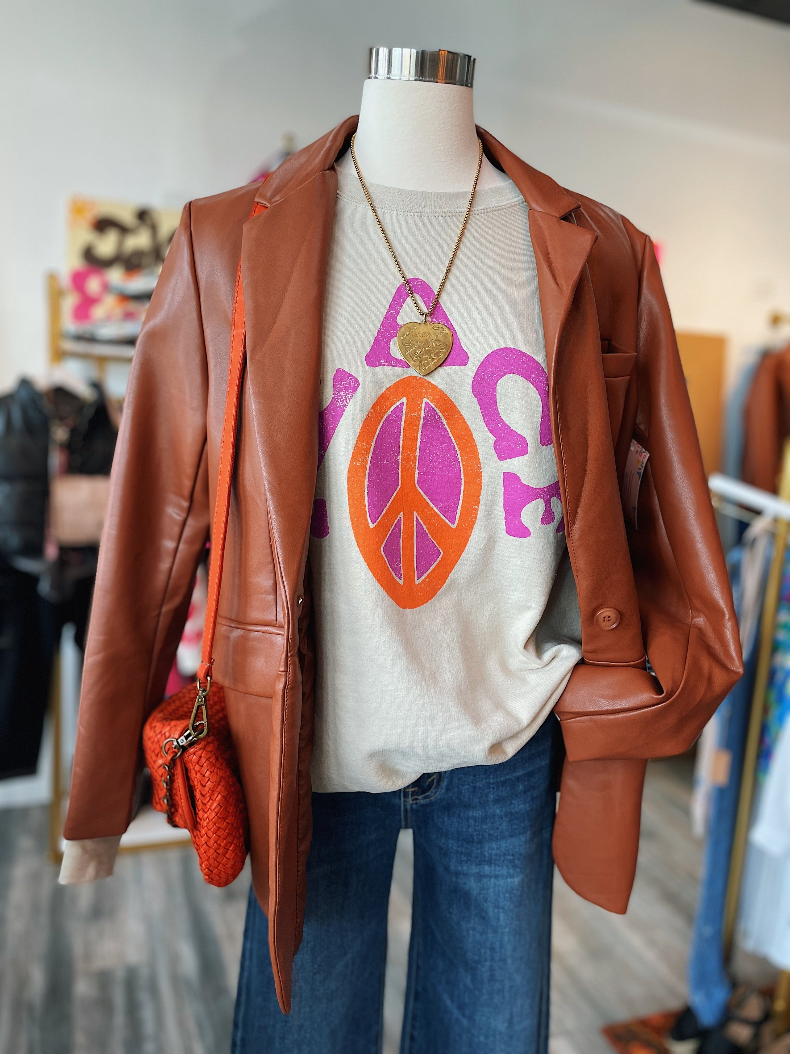 Remi Vegan Leather Blazer Cognac | Penny Lane